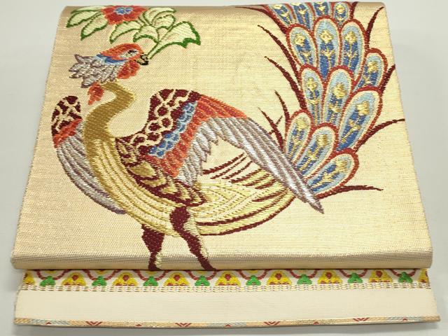 平和屋着物●六通柄　本袋帯　唐織　天平花喰鳥　金銀糸　正絹　逸品　DAAV9245ob