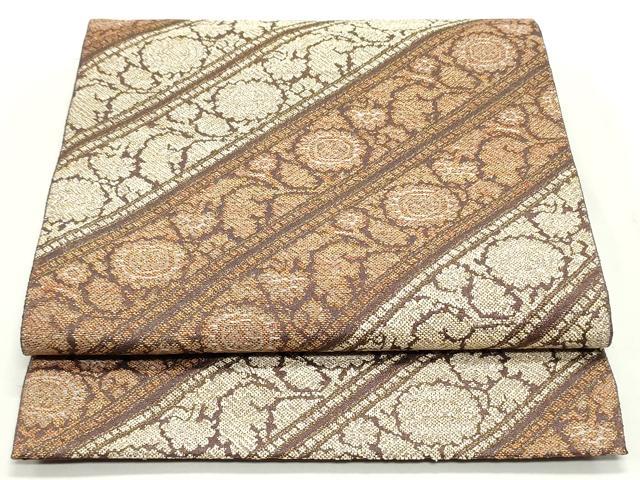 平和屋着物●六通柄袋帯　花唐草横段文　金糸　正絹　逸品　DAAV9252ob