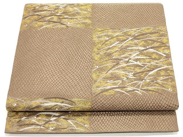 平和屋着物●六通柄袋帯　唐織　芝市松文　正絹　逸品　未使用　DAAV9255ob