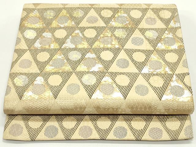 平和屋着物●両面　全通柄袋帯　菱丸文　金銀彩　正絹　逸品　DAAV9258ob