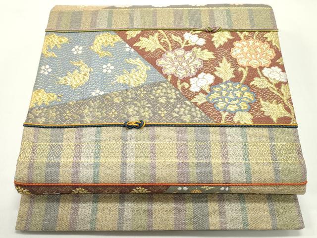 平和屋着物●六通柄袋帯　唐織　組み紐　名物裂切嵌花唐草文　金糸　やまと誂製　正絹　逸品　DAAV9262ob