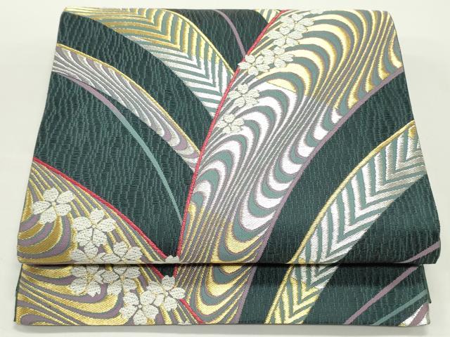 平和屋着物●六通柄袋帯　花流水　八尺紋　金銀糸　正絹　逸品　DAAV9272ob