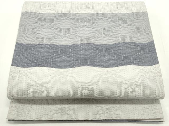 平和屋着物●六通柄袋帯　ふくれ織　横段文　正絹　逸品　DAAV9293ob