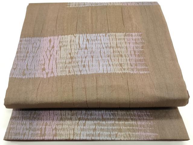 平和屋着物●全通柄袋帯　杢目絞り　抽象文様　正絹　逸品　未使用　DAAV9323ob