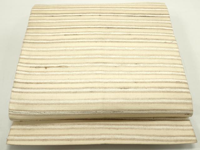 平和屋着物●インド・アッサム　野蚕糸　手織　ムガシルク　両面　全通柄袋帯　横段文　正絹　逸品　DAAV9335ob