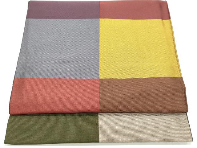 平和屋着物●西陣　岩井織物謹製　全通柄袋帯　市松大文　上代48万　証紙付き　正絹　逸品　DAAV9358ob