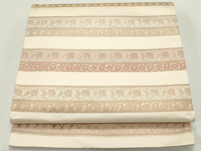 平和屋着物●六通柄袋帯　更紗花唐草横段文　金糸　正絹　逸品　未使用　DAAV9373ob