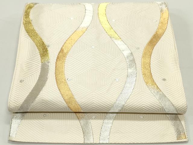 平和屋着物●六通柄袋帯　立涌文　金銀糸　正絹　逸品　DAAV9386ob