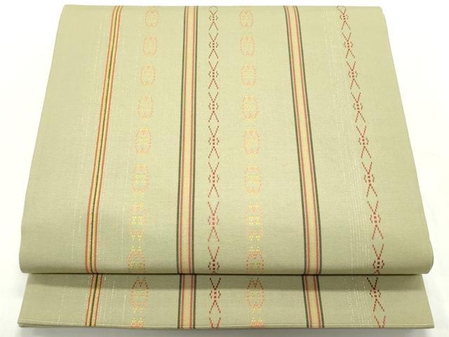 平和屋着物●全通柄袋帯　花織　間道　金糸　正絹　逸品　DAAV9390ob