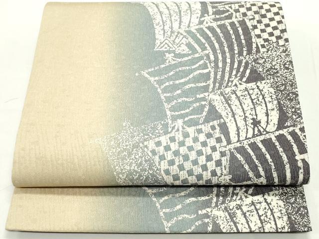 平和屋着物●両面　全通柄袋帯　帆　金通し地　正絹　逸品　未使用　DAAV9395ob