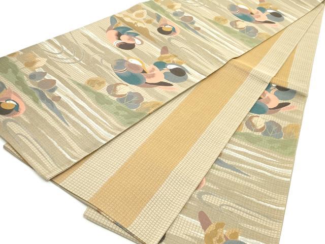 平和屋着物○六通柄袋帯 伊藤若沖 琳派 鴛鴦流水文 正絹