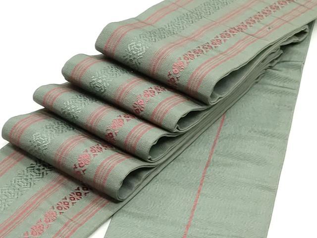 平和屋着物●男性　本場筑前博多織　角帯　献上　豆がら茶色　正絹　逸品　DAAV9413ob