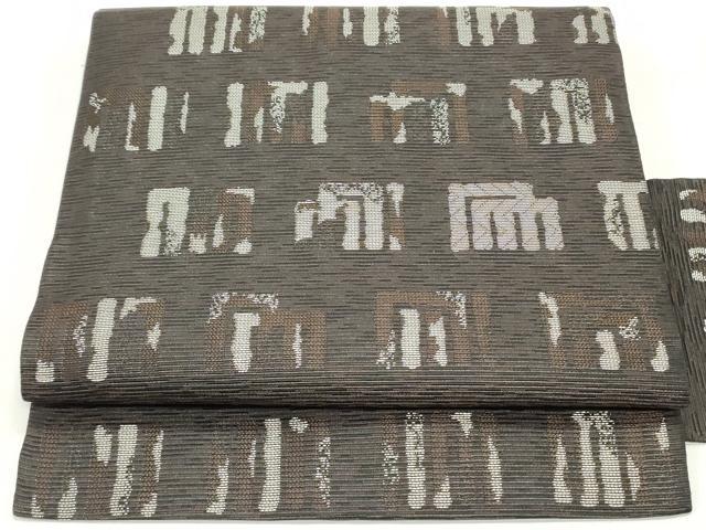 平和屋着物●九寸名古屋帯　源氏香間道　銀糸　正絹　逸品　DAAV9425ob