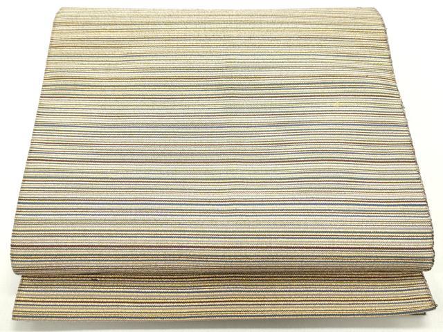 平和屋着物●爪掻き本綴れ　八寸名古屋帯　横段文　金糸　正絹　逸品　DAAV9435ob