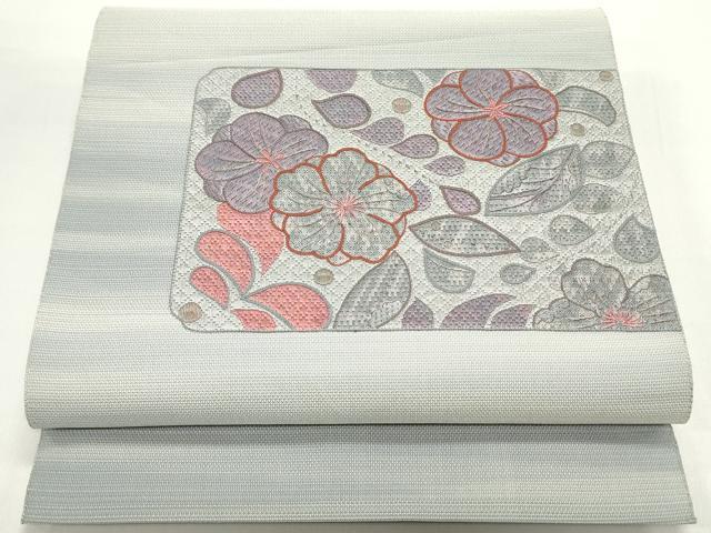 平和屋着物●八寸名古屋帯　総刺繍　辻が花　正絹　逸品　DAAV9460ob