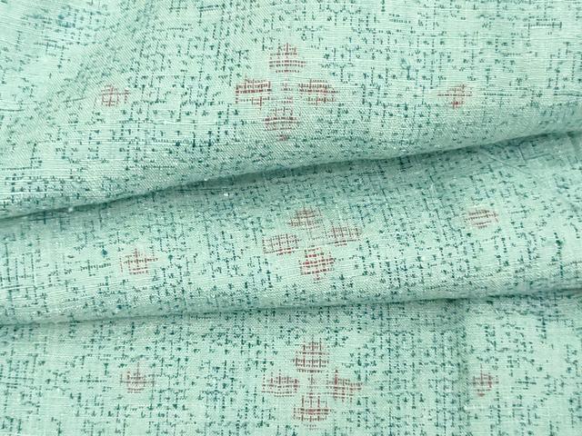 平和屋着物▽本場結城紬　単衣　100亀甲　正倉院花文　正絹　逸品　DAAV9522sf