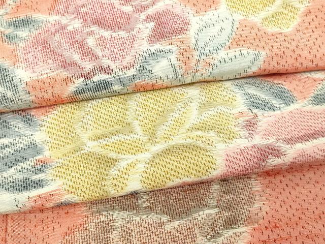 平和屋着物▽上質な紬　単衣　薔薇　正絹　逸品　DAAV9533sf