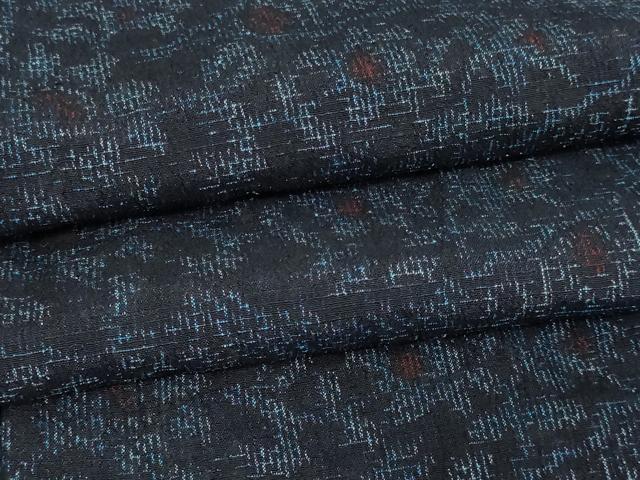 平和屋着物▽結城紬　単衣　草花文　正絹　逸品　DAAV9546sf