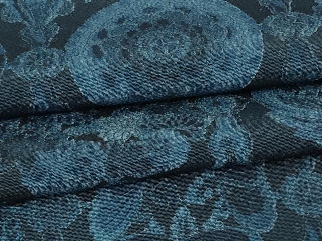 平和屋着物▽上質な紬 　単衣　花鳥唐草文 　正絹　逸品　未使用　DAAV9561sf