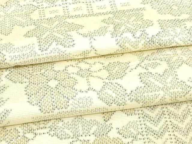 平和屋着物▽上質な紬　単衣　草花文　正絹　逸品　DAAV9583sf