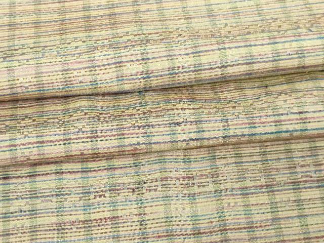 平和屋着物▽上質な紬　単衣　格子　正絹　逸品　DAAV9594sf