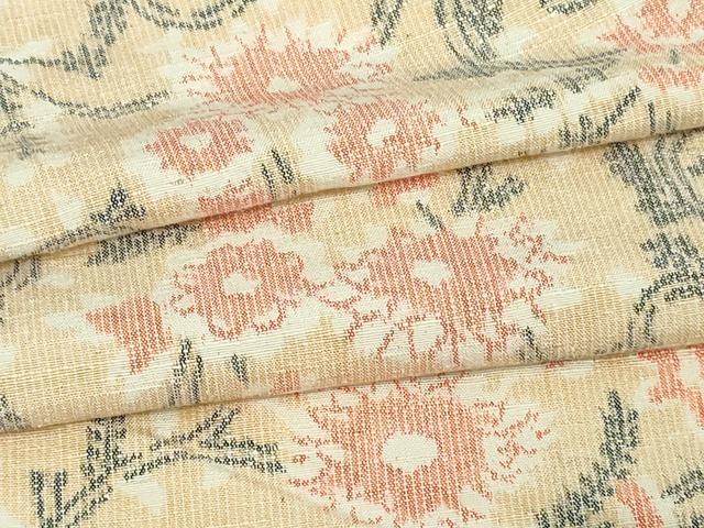 平和屋着物▽上質な紬　単衣　花唐草文　正絹　逸品　DAAV9606sf