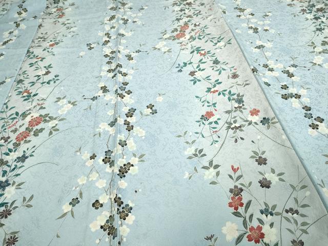 平和屋着物▽上質な小紋　単衣　草花文　暈し染め　金彩　正絹　逸品　未使用　DAAV9622sf