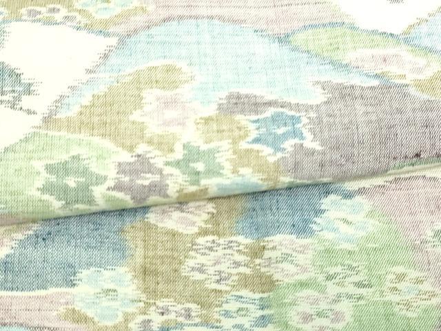 平和屋着物▽小千谷紬 単衣 重ね山花文 正絹 逸品 DAAV9628sf