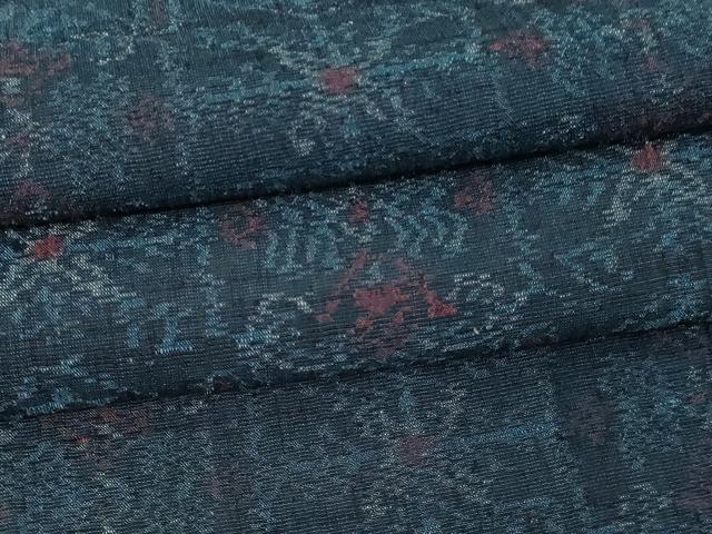 平和屋着物▽上質な紬　単衣　花唐草文　正絹　逸品　DAAV9638sf