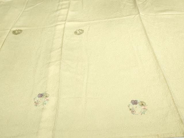 平和屋着物▽染めと織　彩密友禅作家や万本遊幾作　小紋　単衣　刺繍　草花文　正絹　逸品　DAAV9642sf