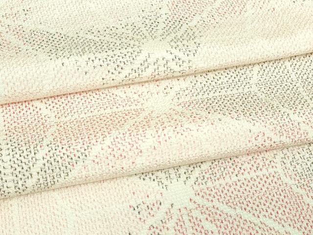 平和屋着物▽本塩沢　単衣　麻の葉文様　正絹　逸品　DAAV9651sf