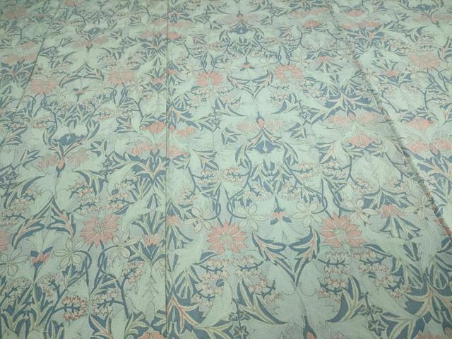 平和屋着物▽上質な小紋　単衣　花唐草文　正絹　逸品　DAAV9667sf