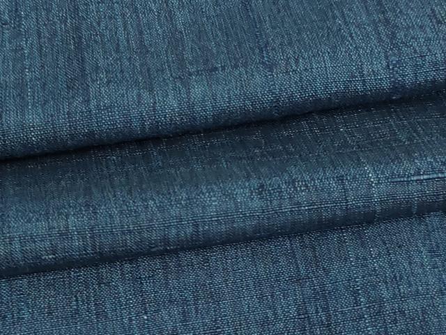 平和屋着物▽上質な紬　単衣　濃藍色　正絹　逸品　DAAV9681sf
