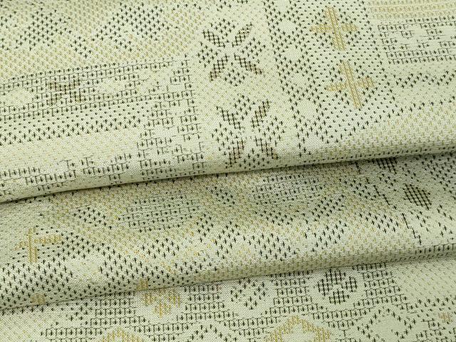 平和屋着物▽上質な紬　単衣　吉祥花文　正絹　逸品　DAAV9693sf