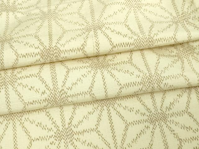 平和屋着物▽上質な紬　単衣　麻の葉文様　正絹　逸品　DAAV9695sf