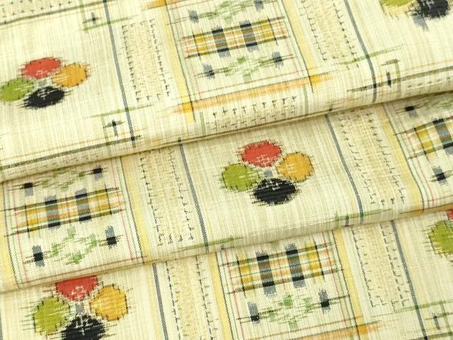 平和屋着物▽上質な紬　単衣　舞花文　正絹　逸品　DAAV9702sf