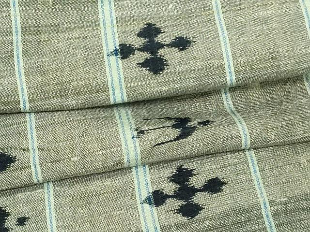 平和屋着物▽上質な紬　単衣　吉祥花文　正絹　逸品　DAAV9703sf