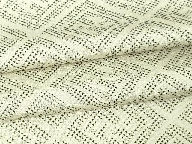 平和屋着物▽上質な紬　単衣　菱文　正絹　逸品　DAAV9724sf