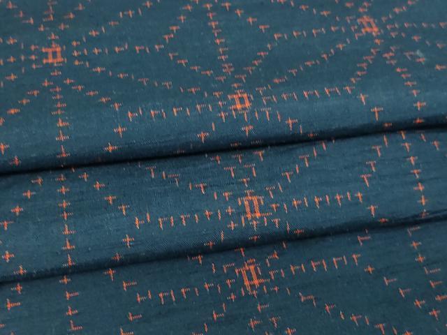 平和屋着物▽上質な紬　単衣　麻の葉文様　正絹　逸品　DAAV9725sf