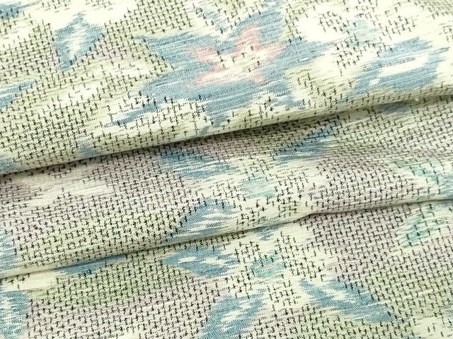 平和屋着物▽上質な紬　単衣　舞花文　正絹　逸品　DAAV9729sf