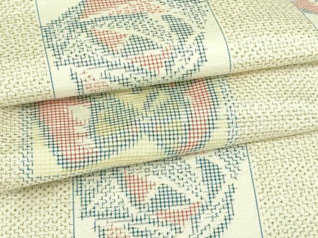 平和屋着物▽上質な紬　単衣　花蝶文　正絹　逸品　DAAV9730sf