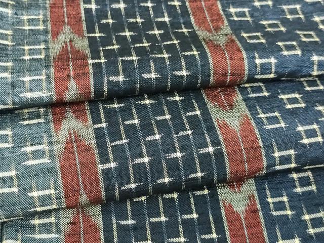 平和屋着物▽上質な紬　単衣　吉祥間道　正絹　逸品　DAAV9734sf