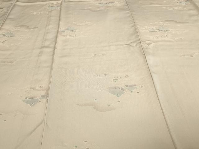 平和屋着物▽上質な小紋　単衣　地紋起こし　風景文　正絹　逸品　DAAV9735sf