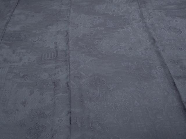 平和屋着物▽上質な色無地　単衣　吉祥花地紋　青藍色　正絹　逸品　未使用　DAAV9736sf