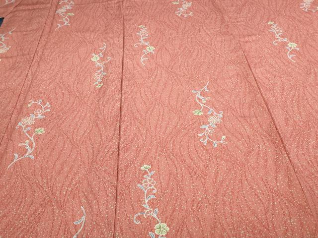 平和屋着物▽小紋　単衣　草花文　洗える着物　DAAV9757sf