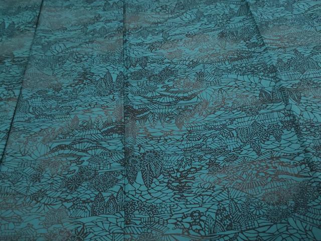 平和屋着物▽小紋　単衣　風景草花文　洗える着物　DAAV9758sf