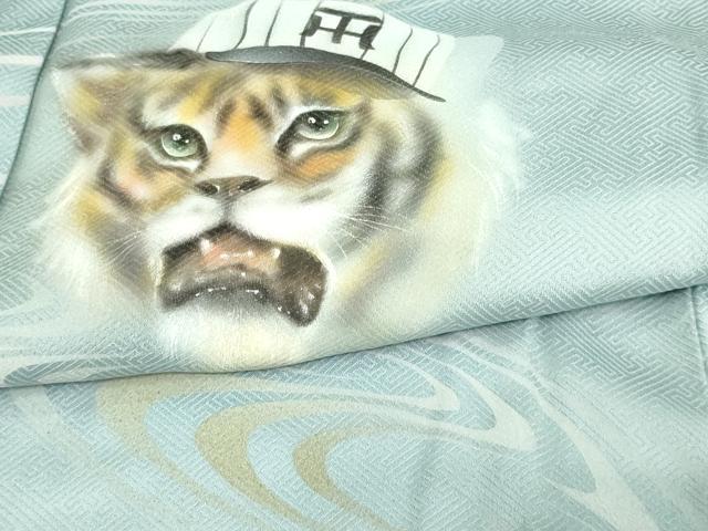 平和屋着物▽訪問着　単衣　手描き　虎　暈し染め　正絹　逸品　DAAV9769sf