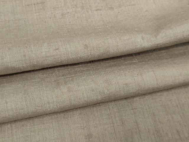 平和屋着物▽結城紬　単衣　白茶色　正絹　逸品　DAAV9870sf
