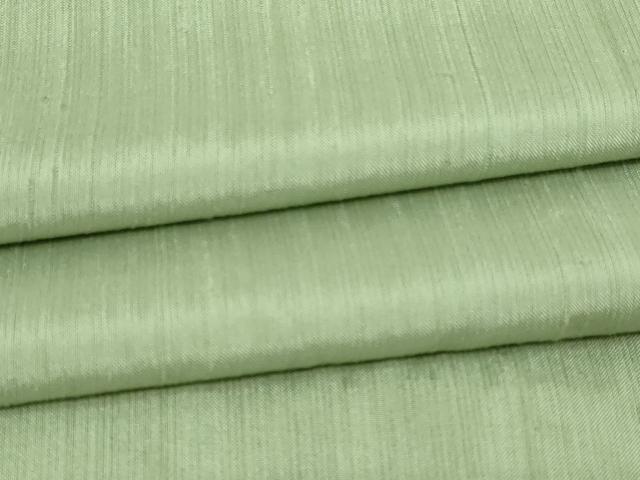平和屋着物▽上質な紬　単衣　山葵色　正絹　逸品　DAAV9966sf