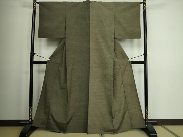 平和屋着物▽上質な紬　単衣　片身替わり　間道　正絹　逸品　DAAV9995sf